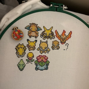 Pokémon Starters Cross Stitch Pattern Pokémon 10 X 10 Hoop Sized Cross ...
