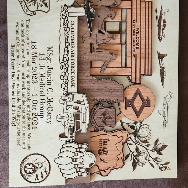 WALTER REED Hospital Andrews Air Force Base 3D Wooden Name Plaque Army ...