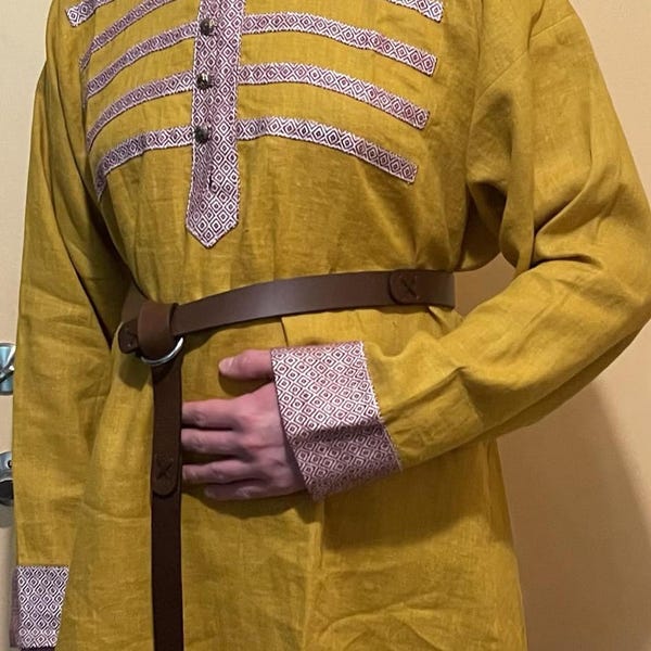 Medieval Russian Linen Shirt rubacha With Selvage for Slavic Reenactors ...