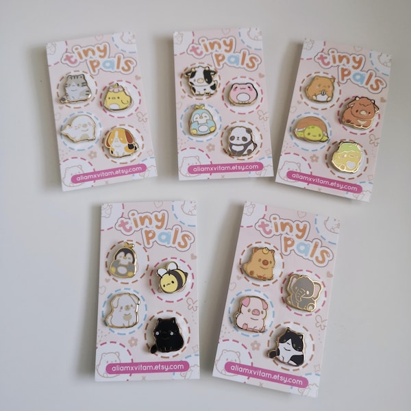 Cow 0.7 Tiny Pals Mini Enamel Pins Cute Animals Board Filler Adorable ...