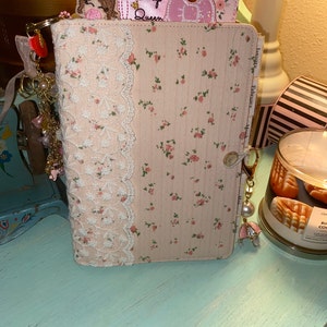 Pink Flower Lace Notebook Original Fabric Journal A5 A6 Handmade Floral ...