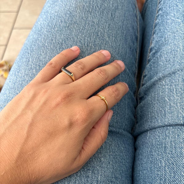 Onyx Ring - Bar Ring - Baguette Ring - Minimalist Ring - Signet Ring - Everyday Ring - Stackable ...