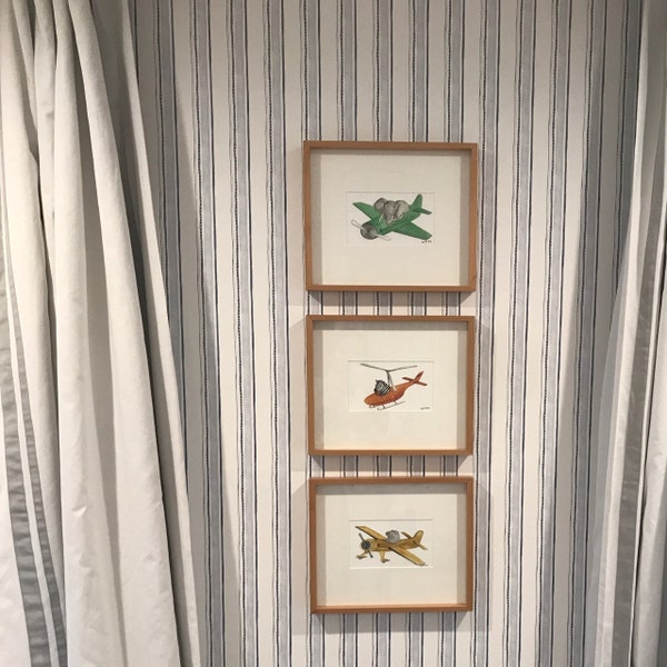 Zebra Riding Helicopter Watercolor Wall Art, Wall Decor, Nursery Art ...