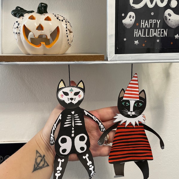 CAT PAPER DOLL Digital Altered Art Digital Collage Sheet Halloween ...