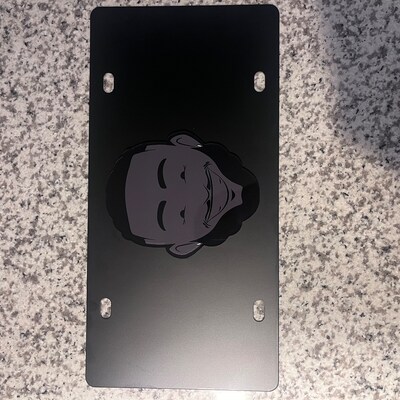Rock on Skeleton Hand License Plate, High Quality Black Carbon Steel ...