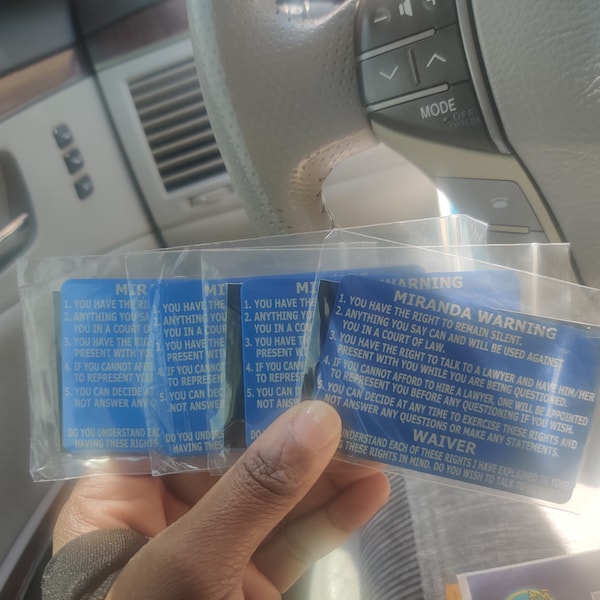 Blue Metal Miranda Card, Laser Engraved, Business Card Size - Etsy