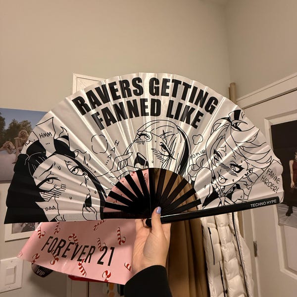 Disco Ball Rave Fan- Rave Fan- Rave Fan Holster- Festival Fan- Bamboo ...