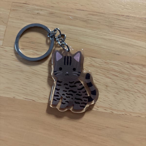 Great White Shark Acrylic Glitter Keychain Kawaii Chibi Marine Animal ...