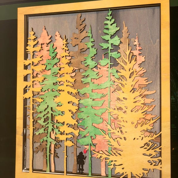 Layered Forest Design for Laser Cutting. 4 Layers, Two Separate Designs ...