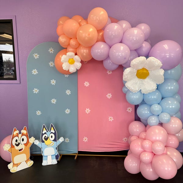 Rainbow Pastel Balloon Garland Featuring Bluey Balloon Birthday Balloon ...