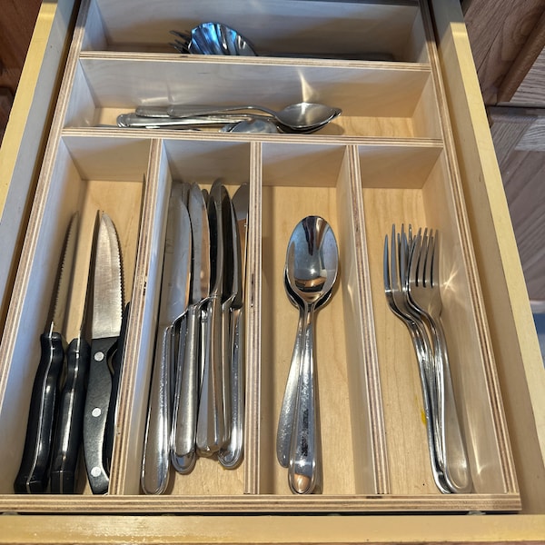 13 to 15 Inches Wide Drawer Insert, Custom Drawer Organizer, Wood ...