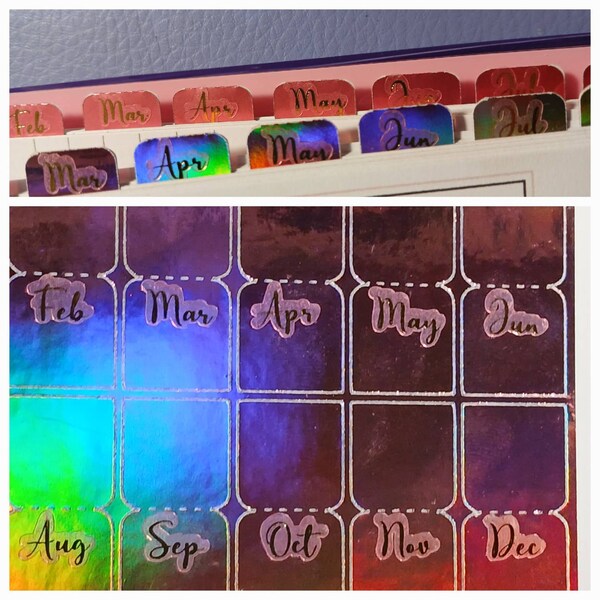 FOIL Monthly Transparent Date Script Stickers Small and Large Font Size ...