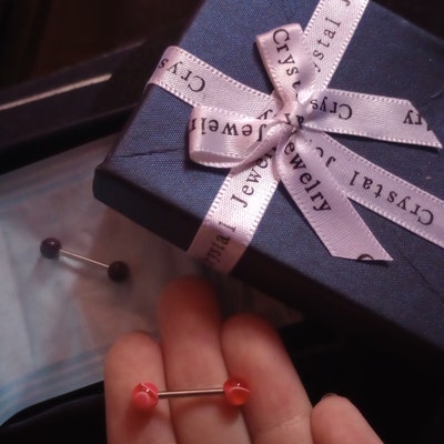 Purple Cross Tongue Stud, Stud Piercing, Gradient Purple Tongue Ring ...