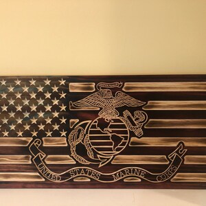 Rustic American Marine EGA Wooden Flag Custom Made From | Etsy