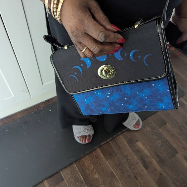 Moon Phase Galaxy Bag Celestial Mystic Purse Purple Cosmic Stars Pastel ...