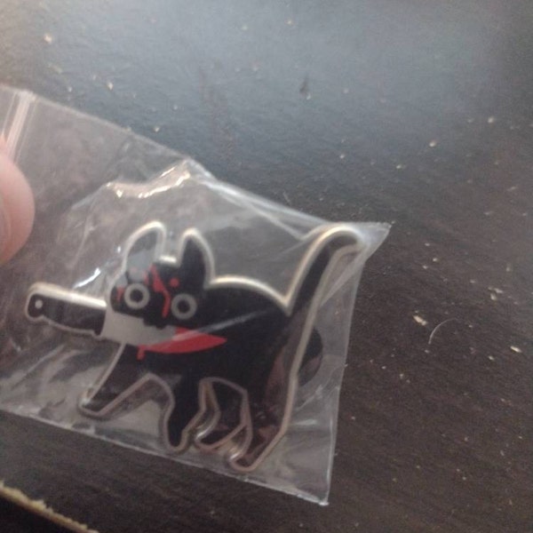 Bloody Black Knifecat Enamel Pin - Etsy