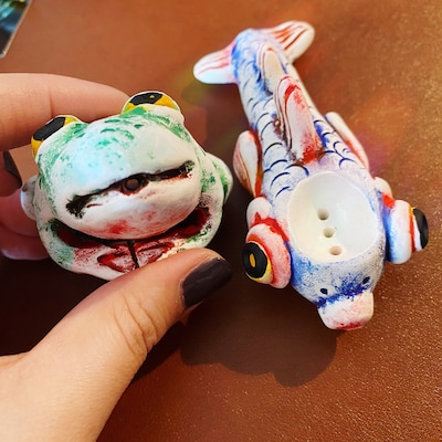 Handmade Art Ceramic Fantasy Magic Mushroom Pipe Unique Clay Smoking ...