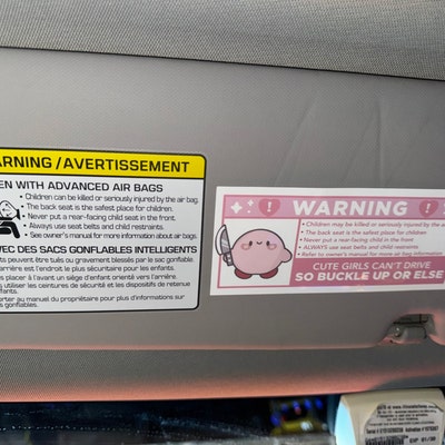 Cute Knife Pastel Warning Sticker Pink Kawaii Decal, Airbag Label, Cute ...