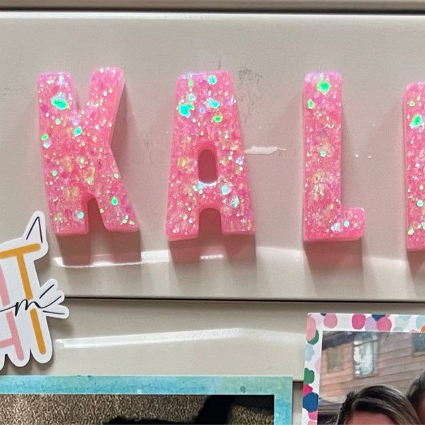 Personalized NAME Resin Letter Magnets -customizable Glitter Letters ...