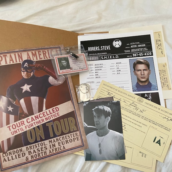 Captain America file Steven Rogers S.H.I.E.L.D. Secret File Paper Props ...
