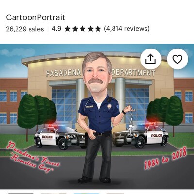 Police Retirement Gift Caricature From Photo / Police Officer ...