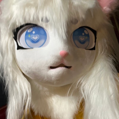 Kig Head Fursuit Furry Head Japan Style,white Cat Mask, Mask King Cat ...