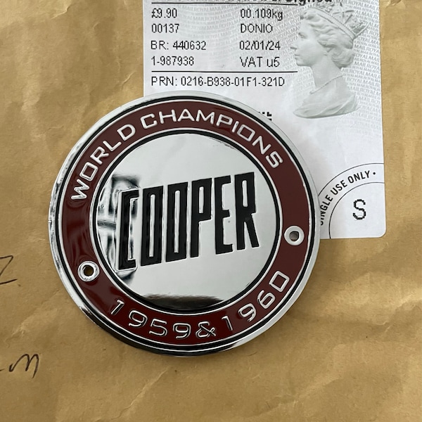 Classic Mini Cooper S World Champions Grille Badge Vintage Car High ...