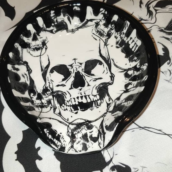 Gothic Spoon Rest, Skull Skulls Black, Goth Kitchen Utensil, Macabre ...