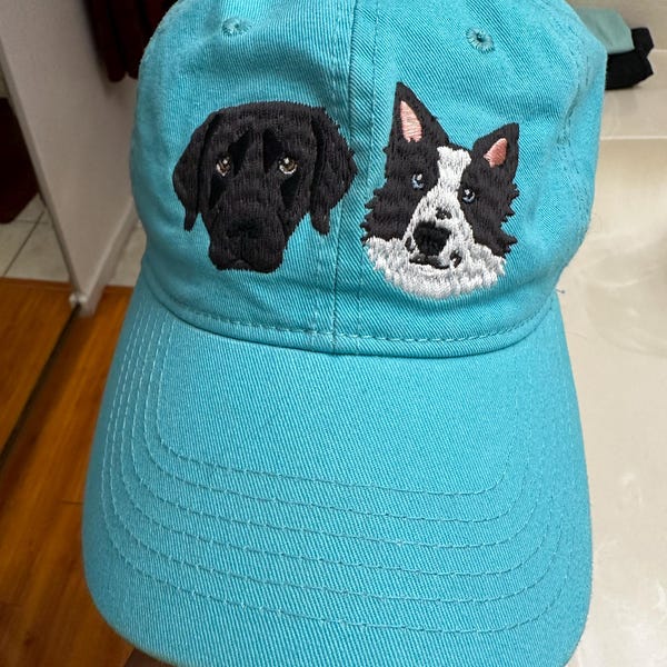 Put Your Pet on a Baseball Cap, Custom Embroidered Dog Portrait Cap ...