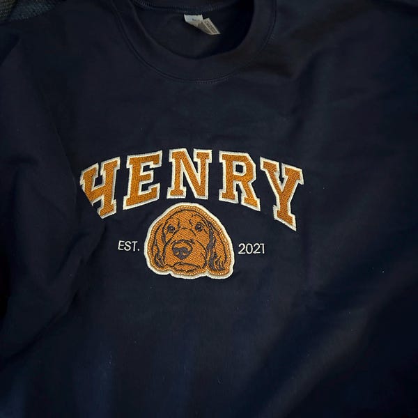 Varsity Custom Embroidered Dog Sweatshirt Custom Dog Sweater Embroider ...