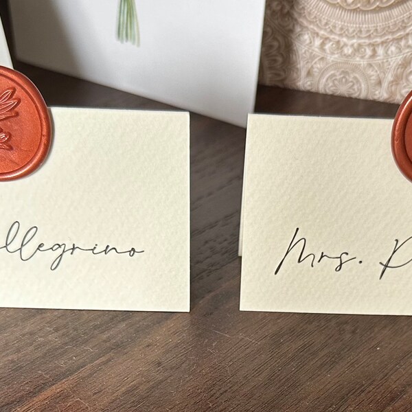 Wax Seal Place Cards, Ivory Name Cards, Wedding Escort Cards, Elegant ...