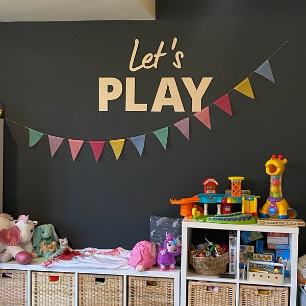 Let's PLAY Sign | Wall Lettering | Wooden Nursery Sign | Nursery ...