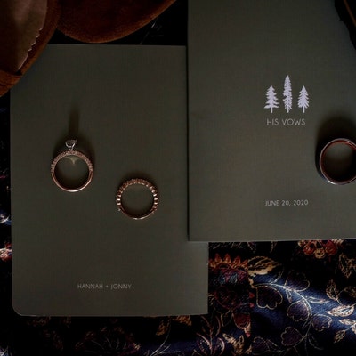 Rustic Wedding Vow Book Set. Set of 2 Custom Mountain Forest Vow Books ...