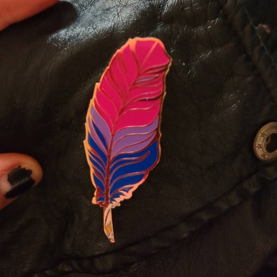 Bi Bisexual Pride Feather Enamel Pin LGBT - Etsy