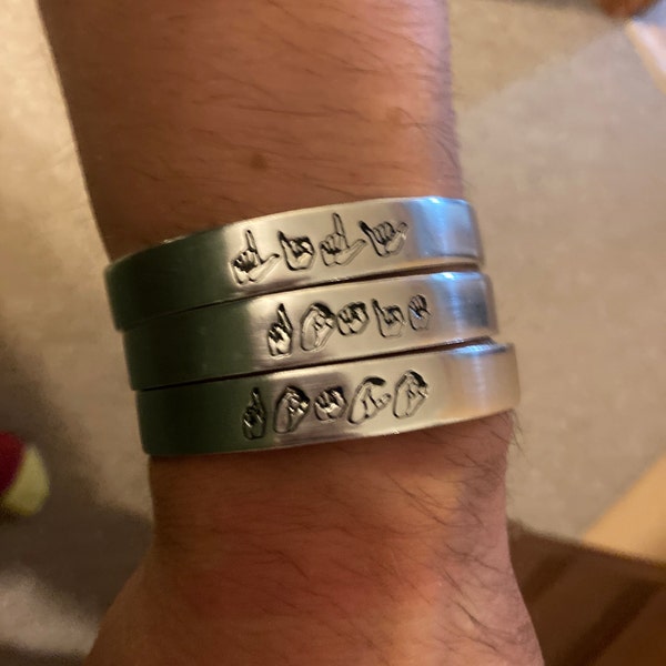 ASL Name Bangle Bracelet | American Sign Language Gift | ASL ...