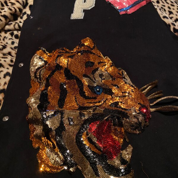 Vintage Tiger Gold Sequins Sew on Patches for Clothes Back Patch ...