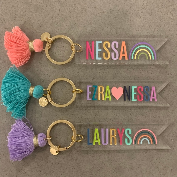 Personalized Name Keychain, Custom Name Tag, Colorful Tassel Keychain ...