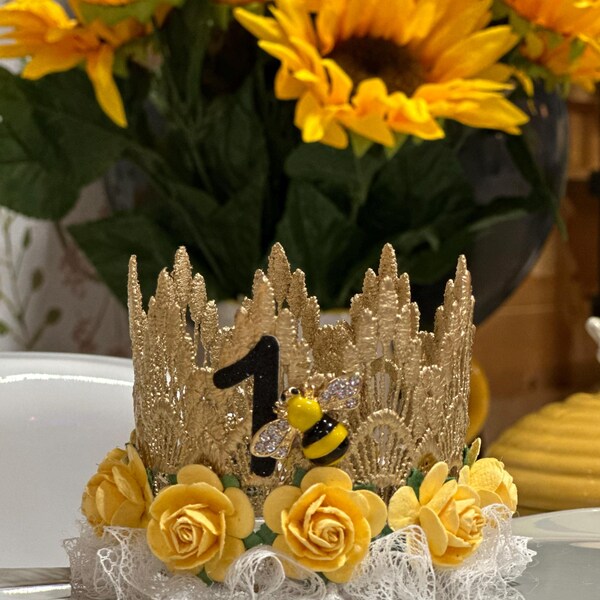 My 1st Bee Day Crown | Sweet to Bee One | Queen Bee Birthday Party Hat ...
