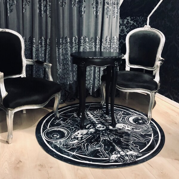 Skull Moth Secret Society Foldable Round Mat - Round Mat-gothic Rug ...