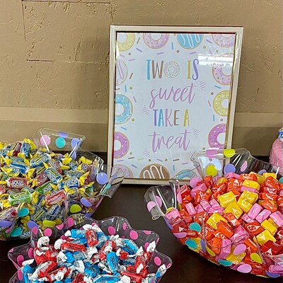 Two is Sweet Take A Treat Table Sign Donut 2nd Birthday Party Sign ...