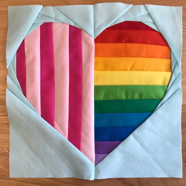 Mod Heart Foundation Paper Piecing FPP Pattern || Striped Heart Quilt ...