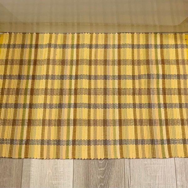 Placemat Set Deep Neutral Brown With Green Handwoven Machine Washable ...