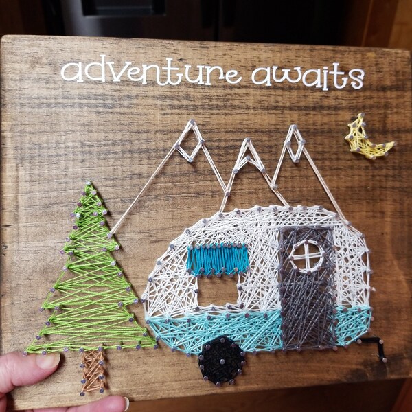 Adventure Awaits, Vintage Blue Camper Decor, Retro Camper Decor ...