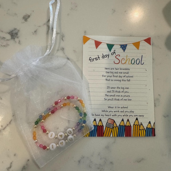 First Day of School Bracelet Set | Kindergarten Bracelet | Mommy and Me ...