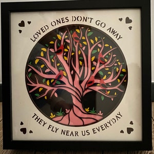 3D Cardinal Bird Tree Shadow Box, Customizable Gift, Memorial Gift ...