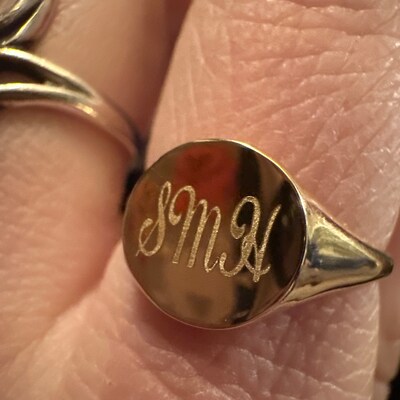 14k & 18k Gold Engraved Signet Ring / Handmade Signet Ring / Gold ...