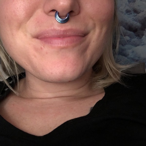 TITANIUM Triple Septum Ring Hinged Clicker. 18g, 16g or 14g Many ...