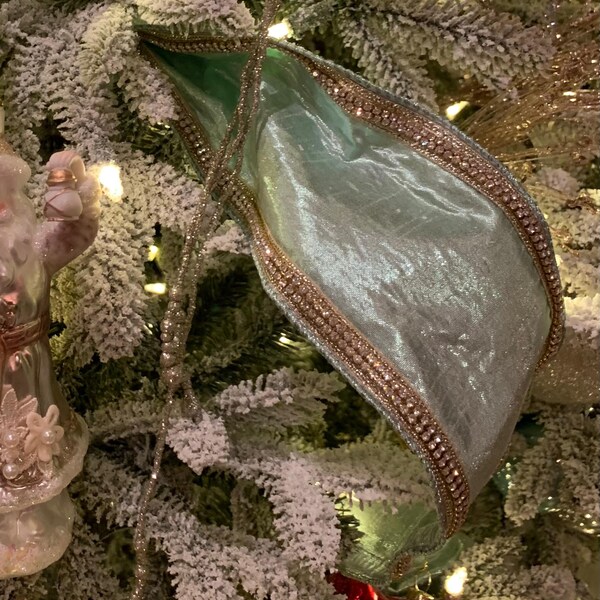 4 Pink Velvet Ribbon Jeweled Vines Gold Back Wired Edges Farrisilk 5 ...