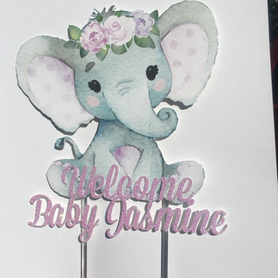 Peanut Elephant Centrepiece With Floral Crown for Baby Girl Shower in ...