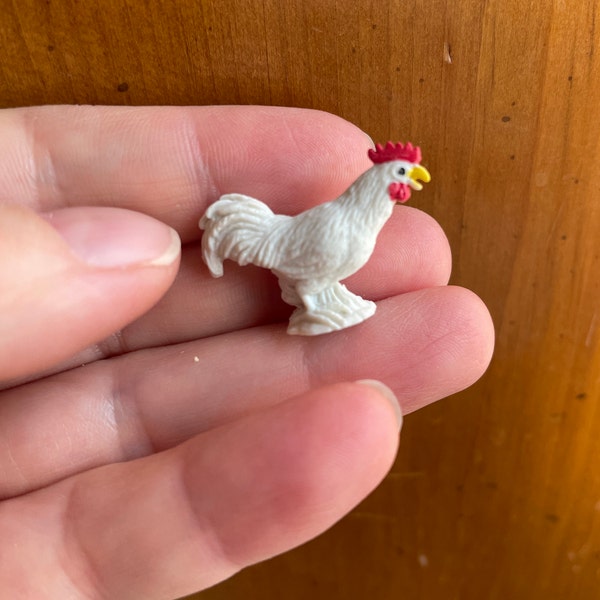 Tiny Rooster Figurine - Soft Plastic Chicken for Fairy Garden, Diorama ...
